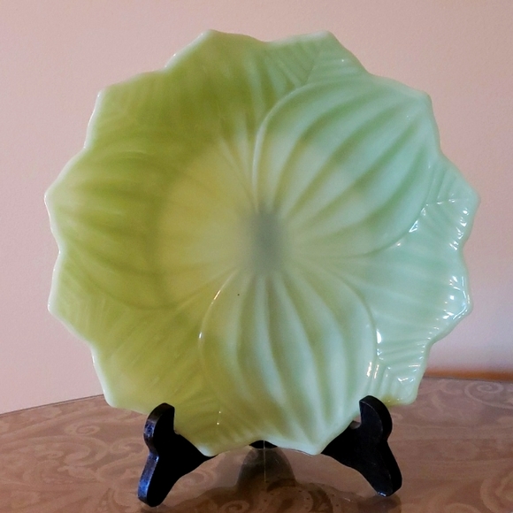 Fire King | Dining | 3 Fire King Jadeite Lotus Flower Plates | Poshmark